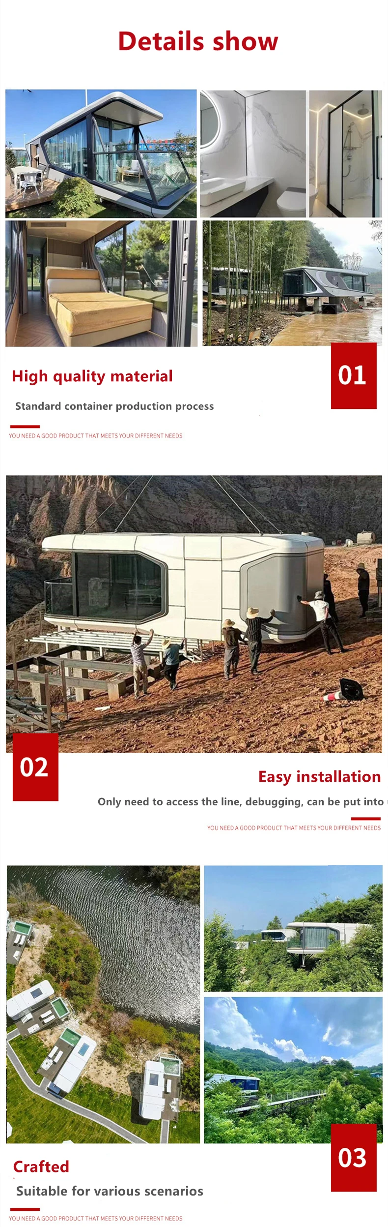 Apple Cabin 20ft 40ft Outdoor Modern Smart Prefab Tiny Capsule House ...