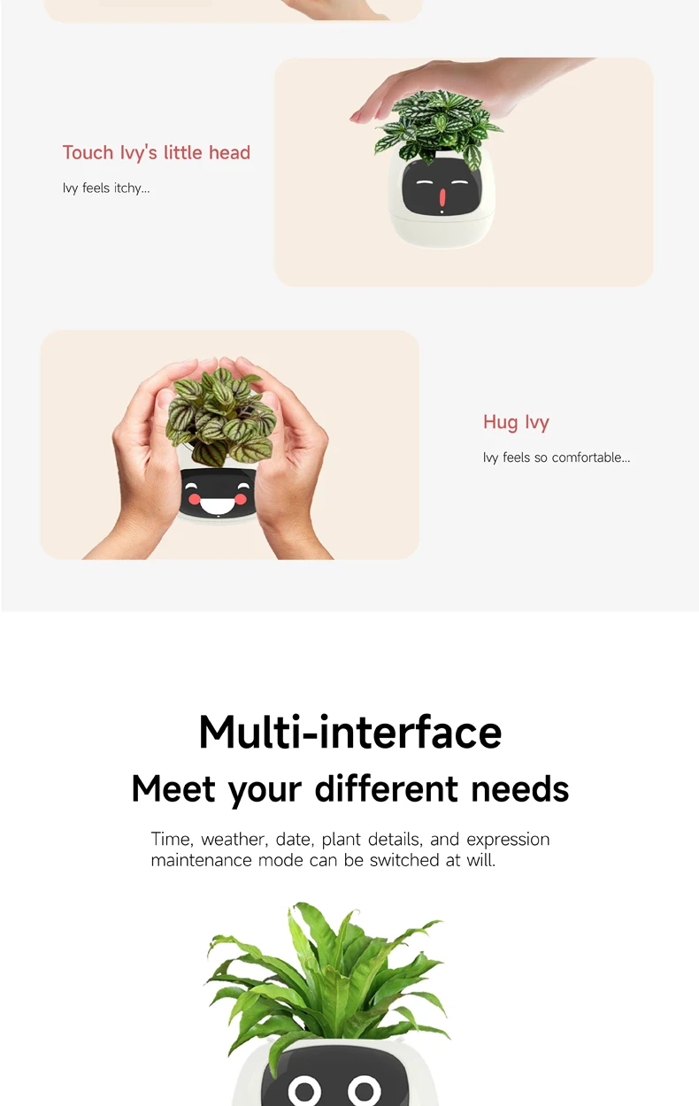 AI Sensor Smart Mimi Flower Pot - Self Watering Digital Pet