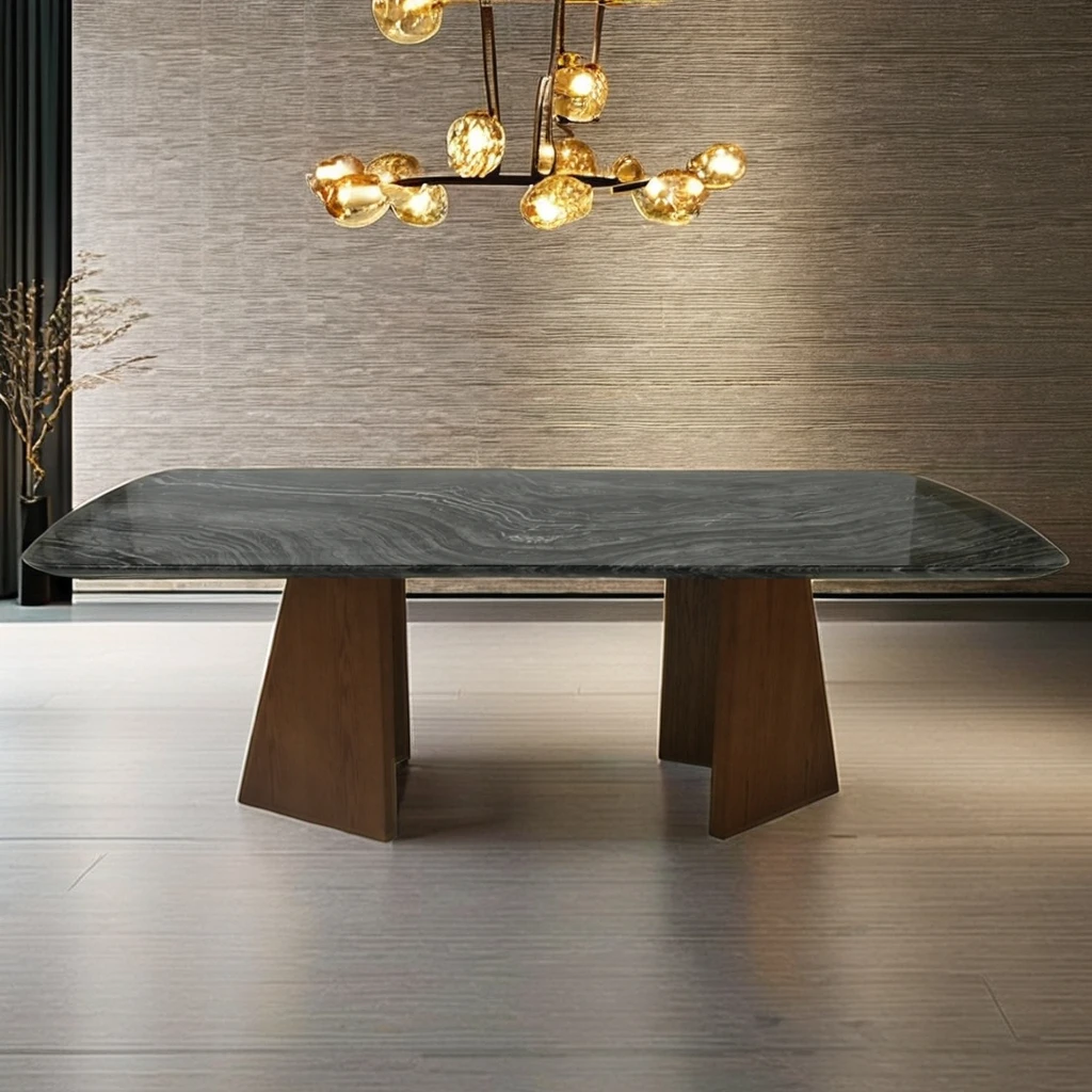 Nordic rectangular marble dining table villa dining table| Alibaba.com