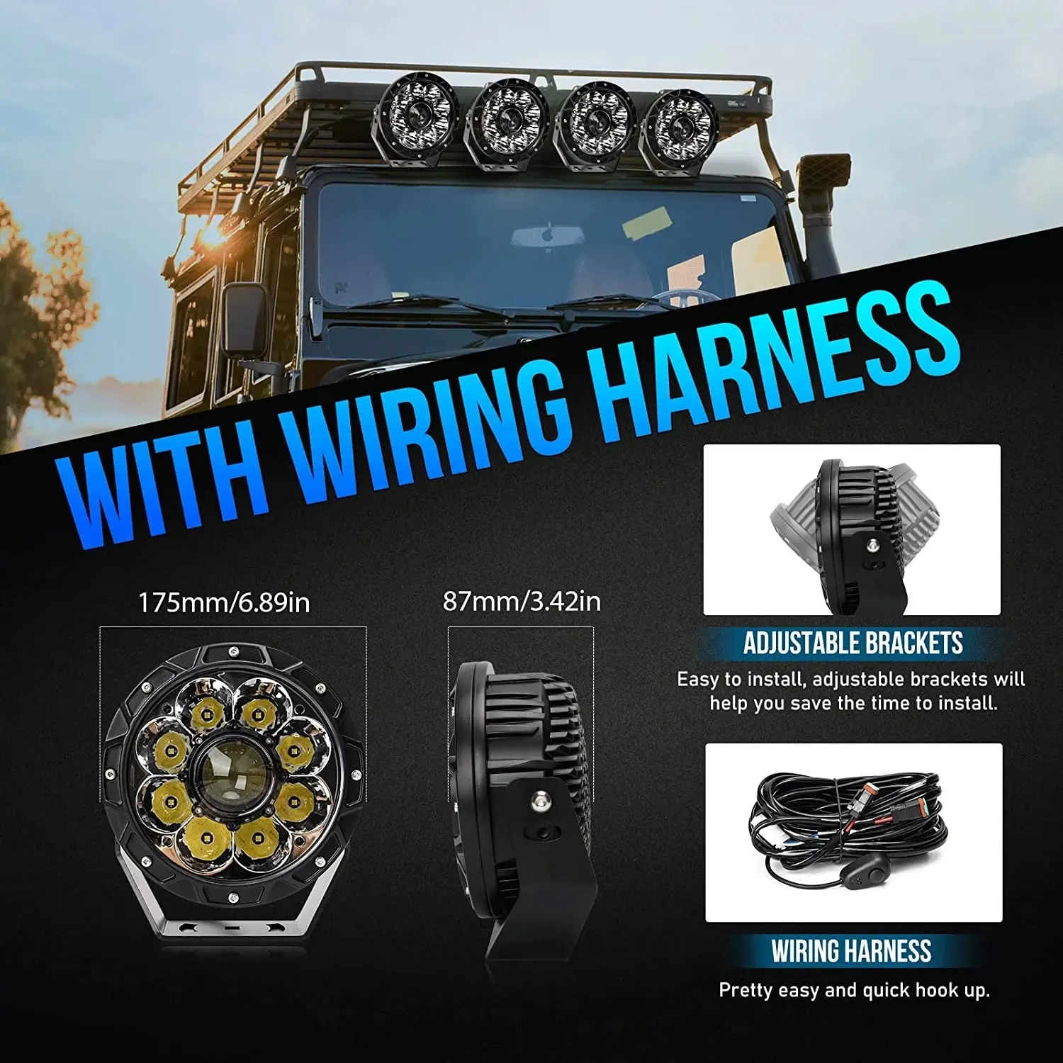 7'' Inch Round 4X4 Led Spotlight Car LED Spot Light Offroad Driving ...