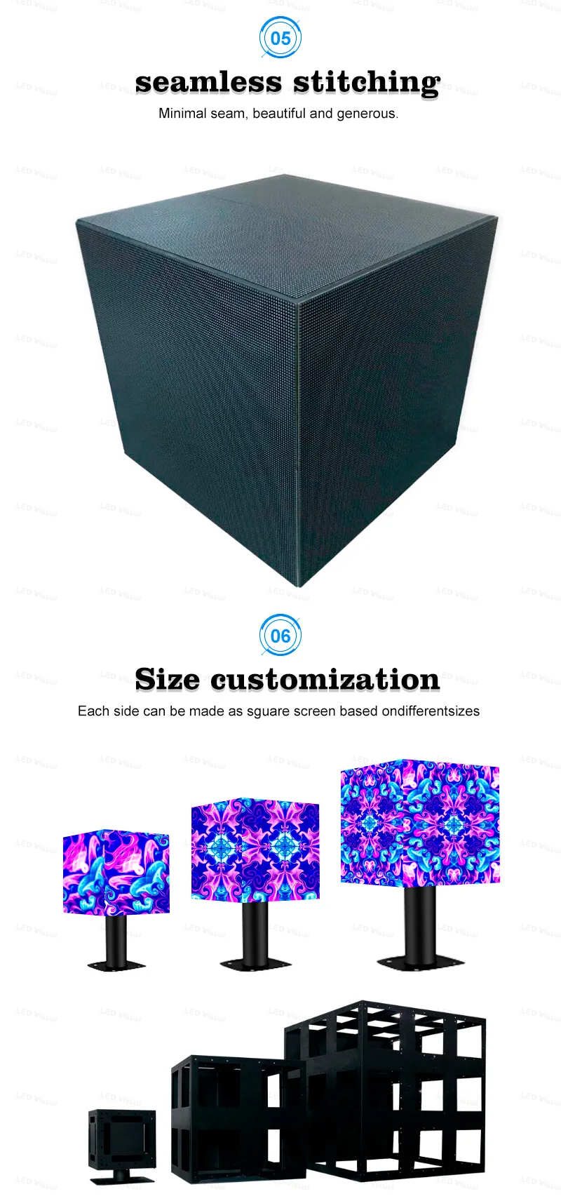 Customization 360 Visual Angle Cube LED Screen Display Waterproof P3.91 ...