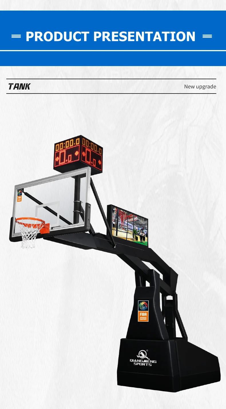 Movable Portable Basketball Hoop Stand Indoor Game Hydraulic FIBA ...