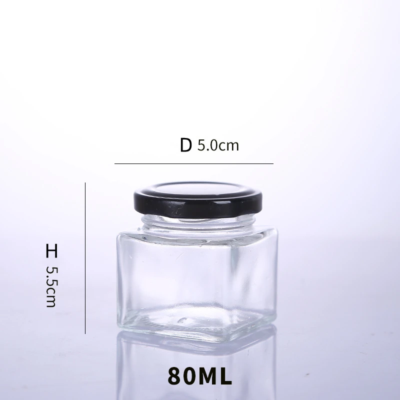 Square Glass Jars with Metal Lids - Ideal for Food Storage