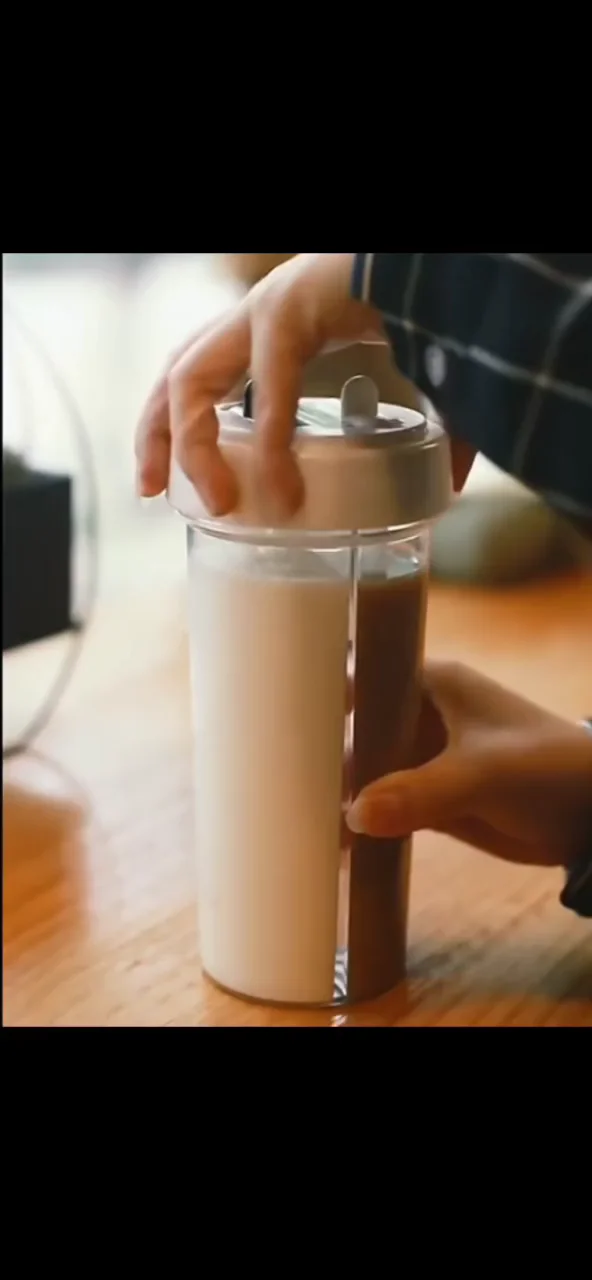 Hot 600ml 20oz Double Straws Dual-use Coffee Juice Cups Separated Bpa ...