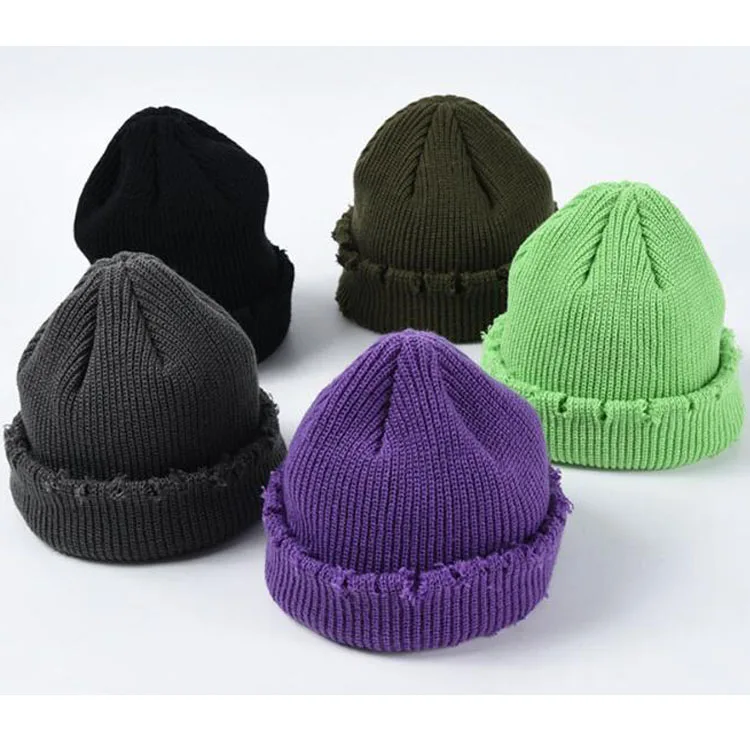Distressed Beanie/custom Distressed Fisherman Beanie/distressed Hiphop ...