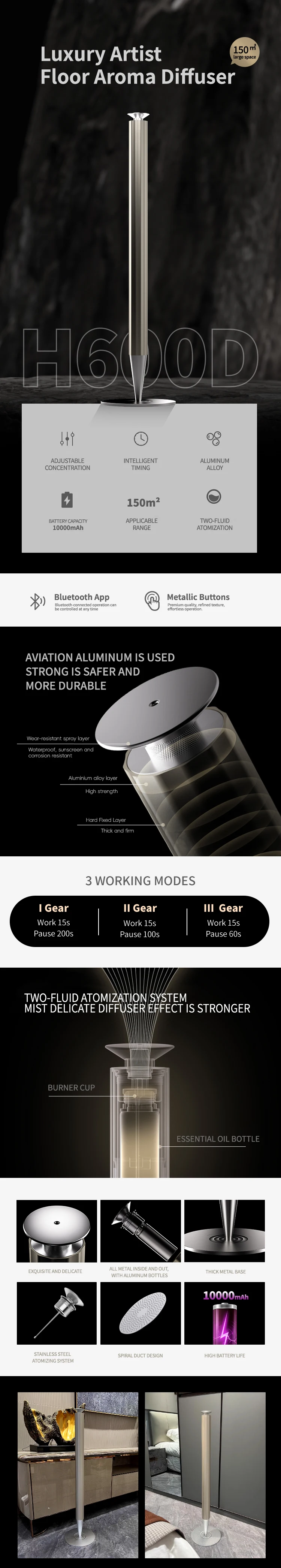 Floor-standing Wireless Hotel Aroma Diffuser - Auramor H600DL