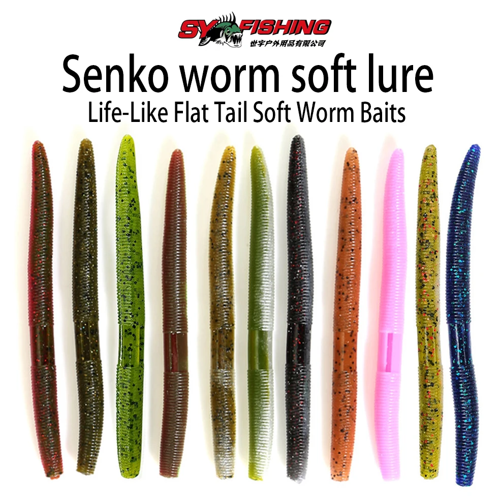 Straight Tail Soft Worm 10g 13.5cm Wacky Fishing Maggot 8 Colors Choice ...