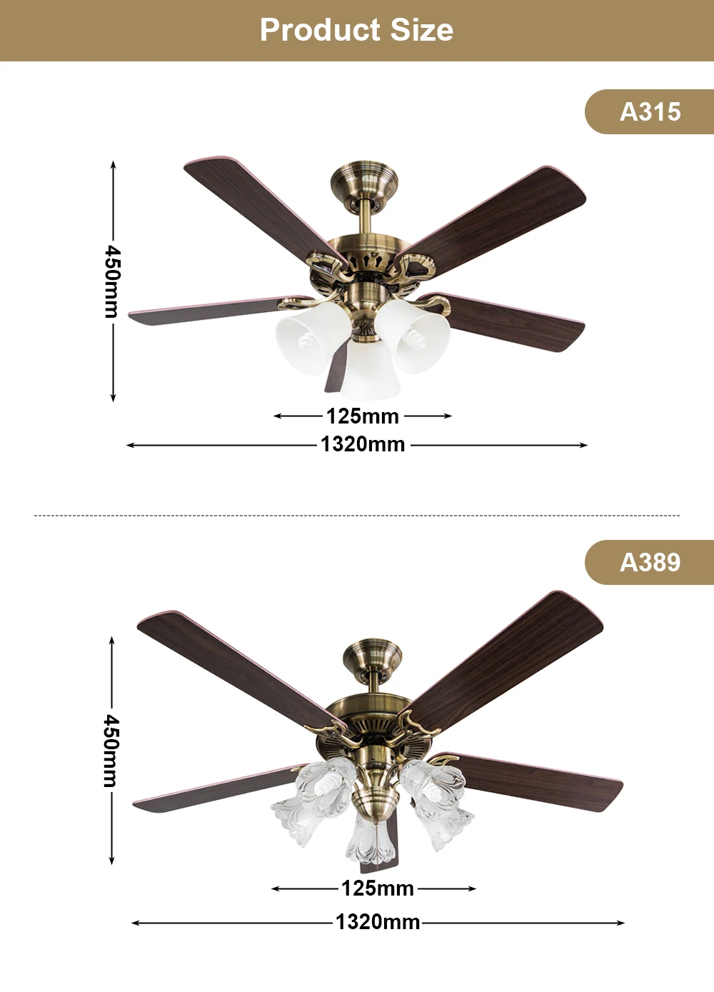 Plywood Blades 52inch Dual Modern Led Ceiling Fan Remote Control Copper ...