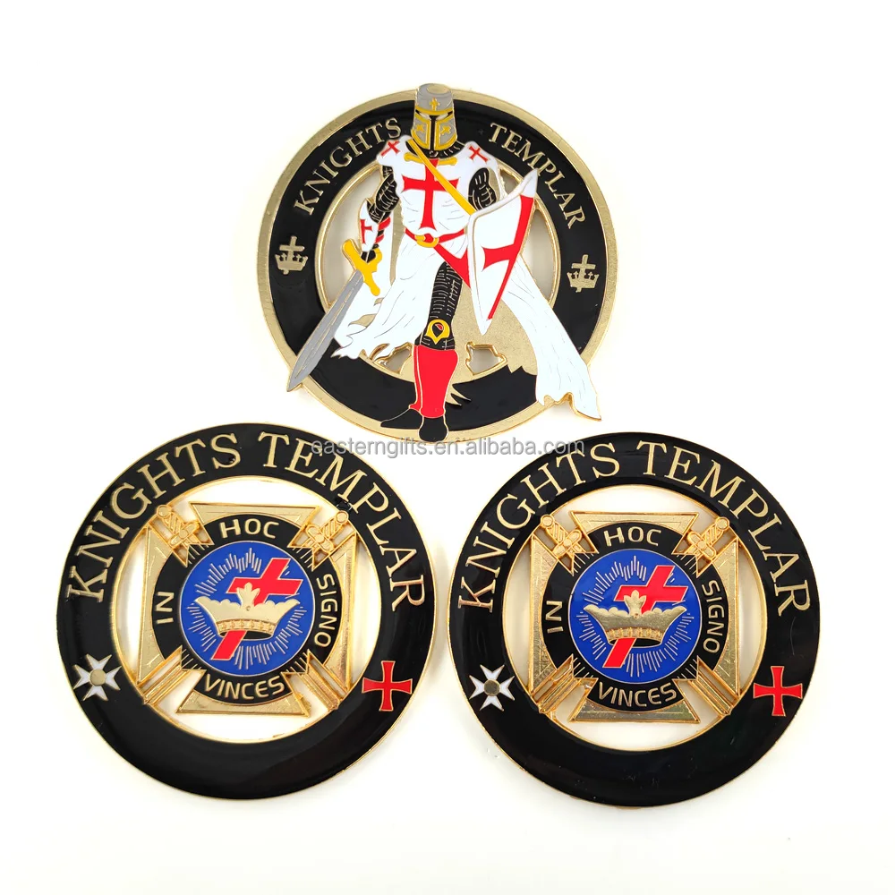 Freemason Knights Templar Car Emblem - Gold Plated Badge
