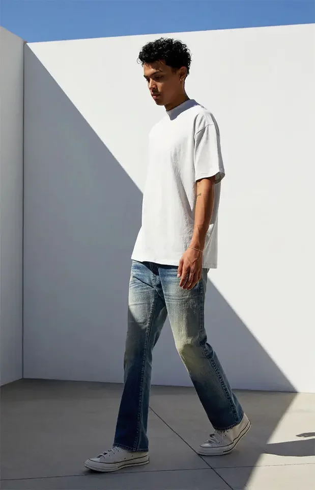 Custom Basic Mock Neck Men's T-shirts Solid Color Tee Short Sleeve Boxy ...