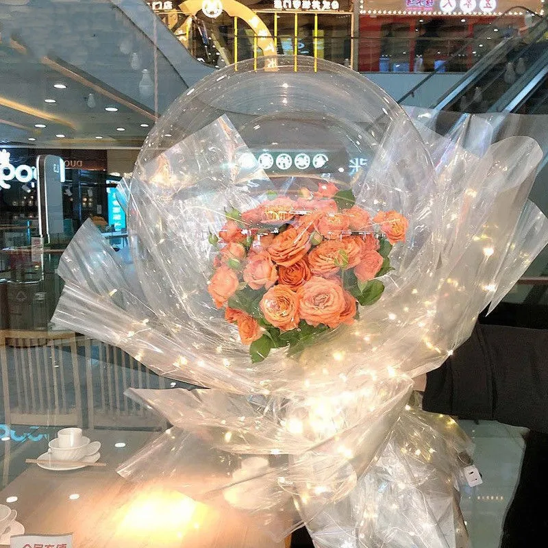 Large Wide Neck Transparent Bobo Balloon Flower Bouquet Doll Snack Gift ...