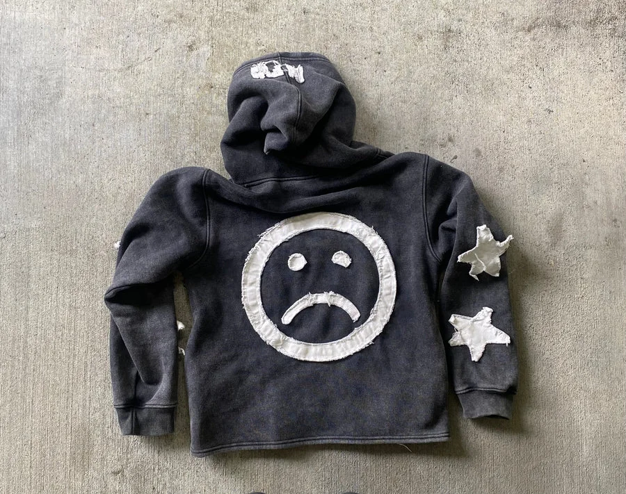 Custom High Quality Streetwear Wash Cut And Sew Zip Up Applique Hoodie ...