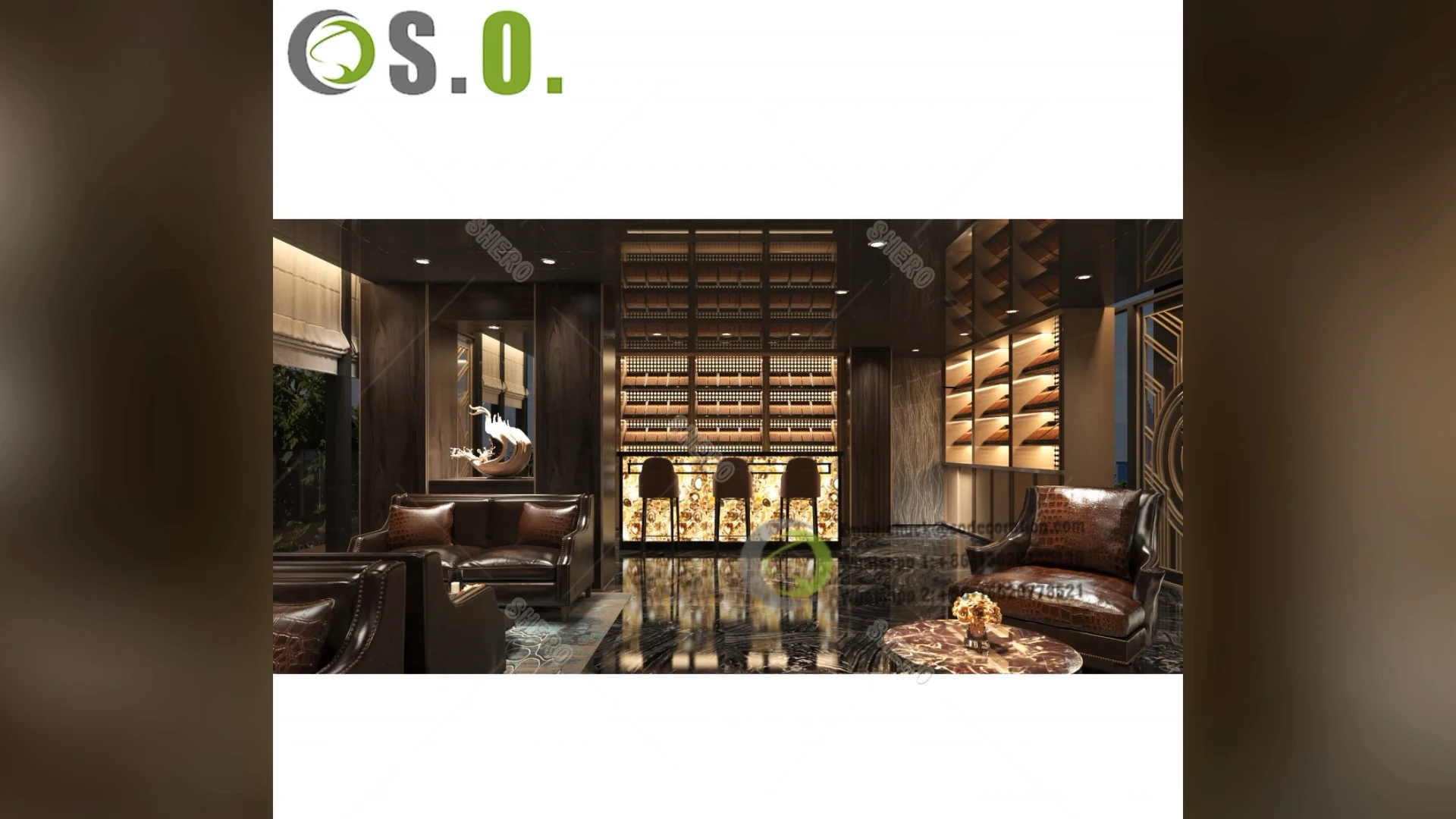 Cigar Store Interior Decoration Design Custom Wine Display Shelf ...