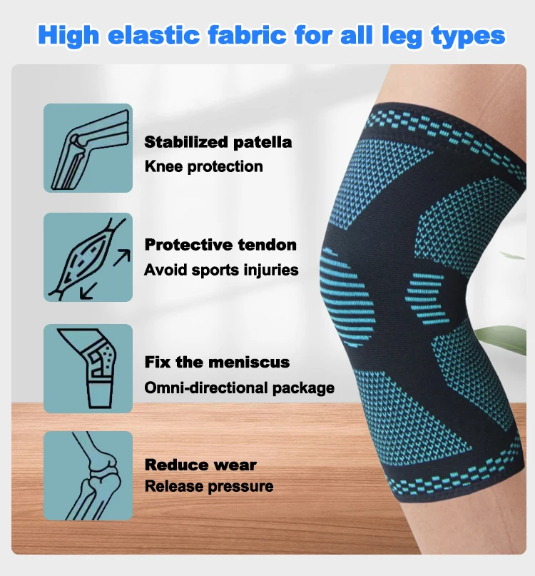 3d Nylon Spandex Elastic Knit Knee Sleeve Brace Support/compression ...