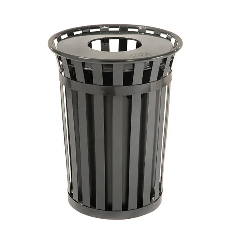 Outdoor Dustbin Public Steel Metal Trash Bin Rubbish Dust Garbage Can ...