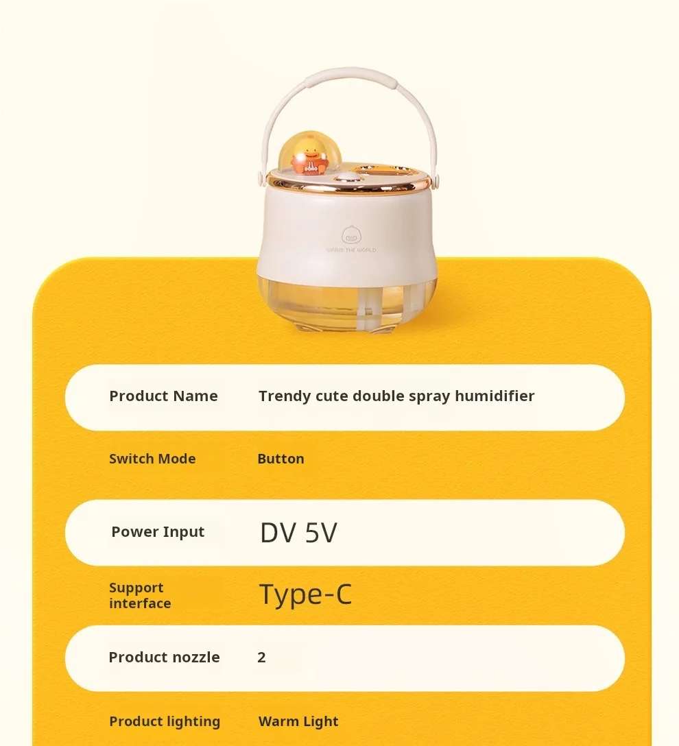 400ml Rechargeable Humidifiers Cute Air Cool Mist With Battery Mini ...