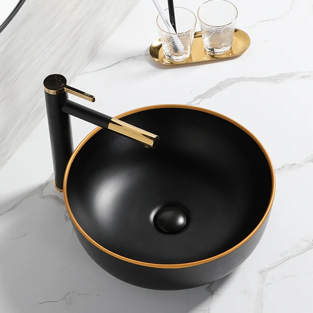 Nordic Style Art Basin Matte Color Countertop Lavabo Luxury Golden ...