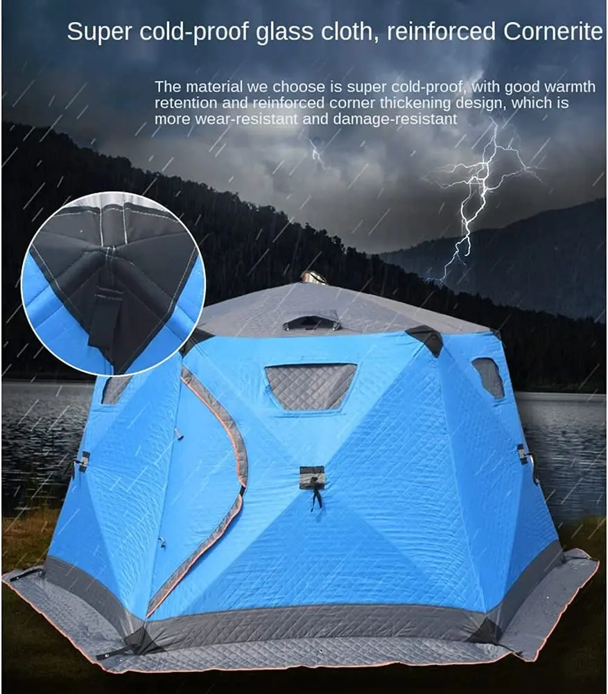 8 Person Metallic Blue Otter Resort Vortex Portable Pop-up Large Ice ...