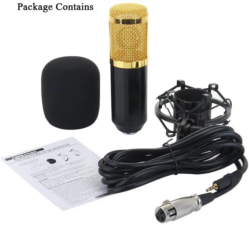 BM800 Studio Condenser Microphone Bundle V8 Sound Card Set for Webcast Live Studio Recording ...