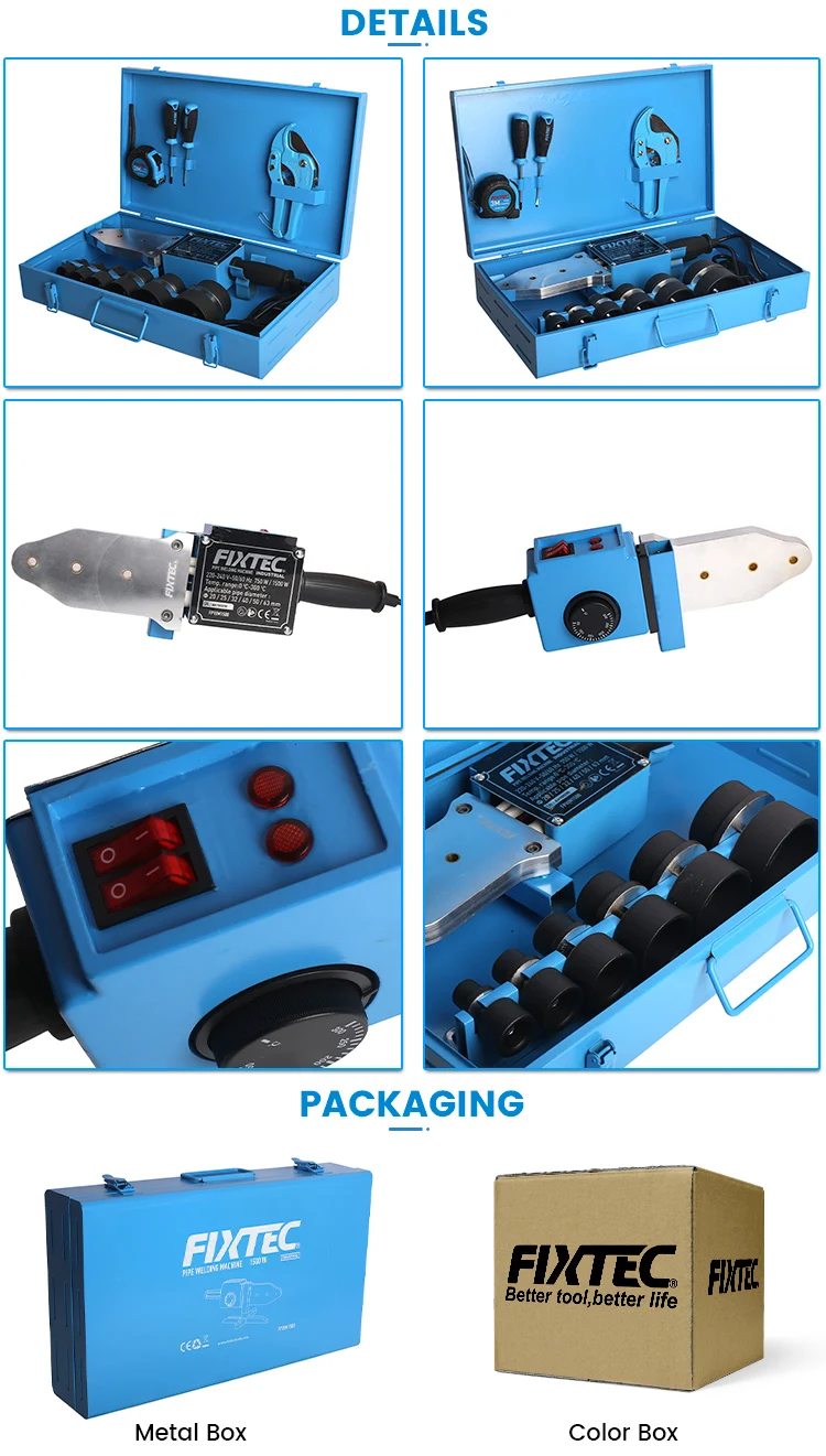 FIXTEC 1500W Portable Plastic Welders Pipe Welding Tools Set PP-R/PB/PE/PE-X Welding Machine ...