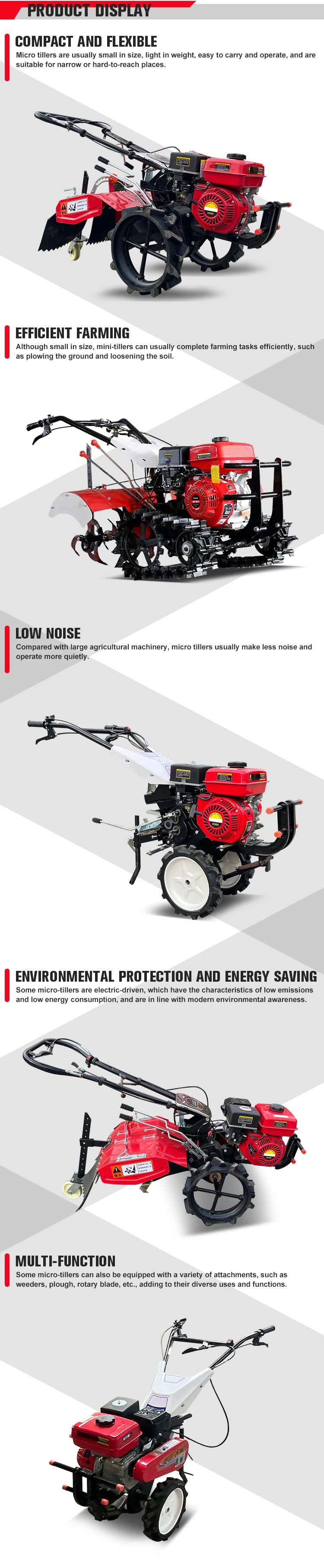 7hp 15hp Power Tiller Diesel Engine Walking Tractor Agriculture 4 Wheel ...
