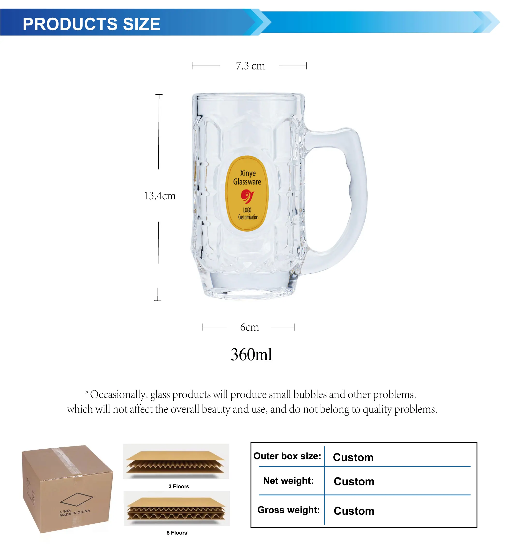 In Stock 360ml Classic Style Beer Cup with Handle Popular Wine Glass ...