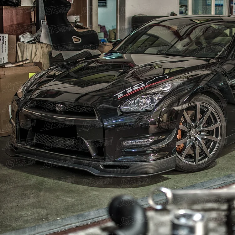 REVOZ STYLE CARBON FIBER FRONT BUMPER CANARDS for 2012-2016 NISSAN GTR ...