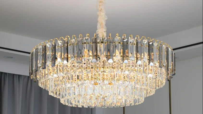 Hotel Luxury Golden Iron Crystal Ceiling Chandelier Hanging Home Decor ...