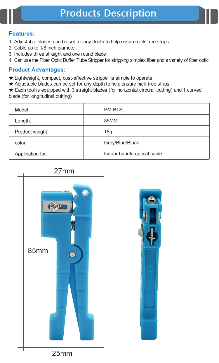 Light Weight Small Size Coaxial Cable Stripper Optical Cable Slitter ...