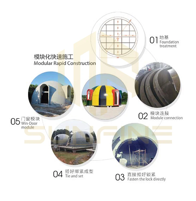 China Prefabricated Fiberglass Dome House Fast Install Anti-seismic ...