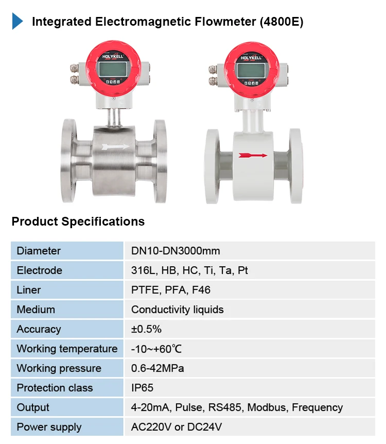 Holykell 4800E Digital Electromagnetic Water Flow Meter for Tap Water ...