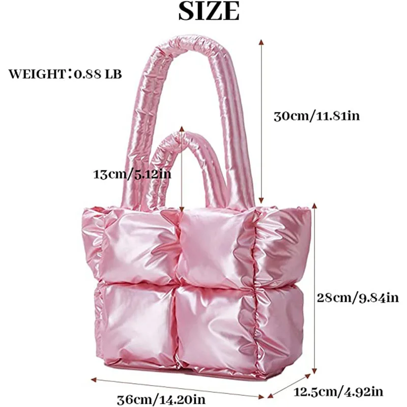 Puffy Bag Women Puffy Tote Cotton Padded Designer Handbag Winter Soft ...