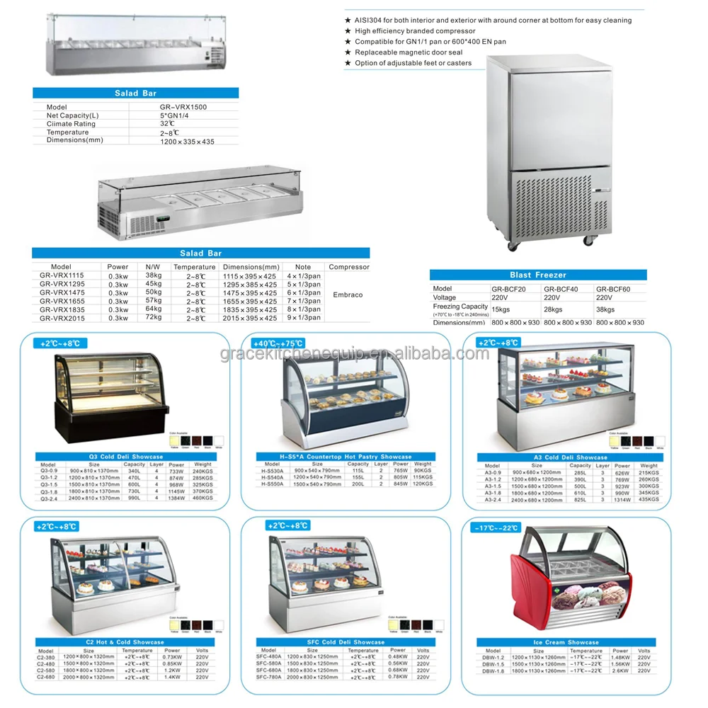 Stainless Steel Work Table Chiller Freezer for Hotels