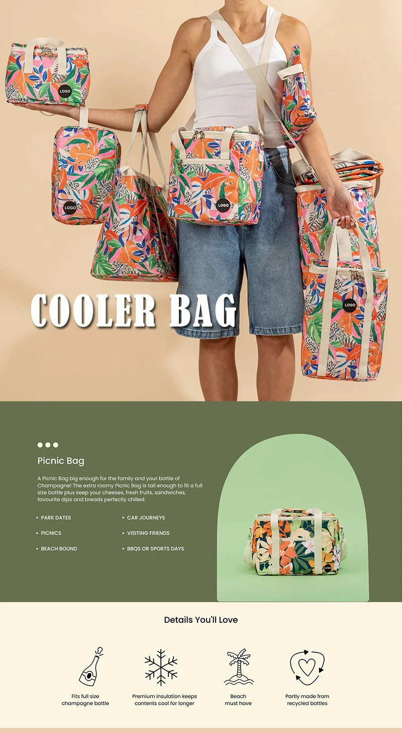Custom Logo Travel Insulated Ice Cooler Bag Waterproof Picnic Beach Bag ...