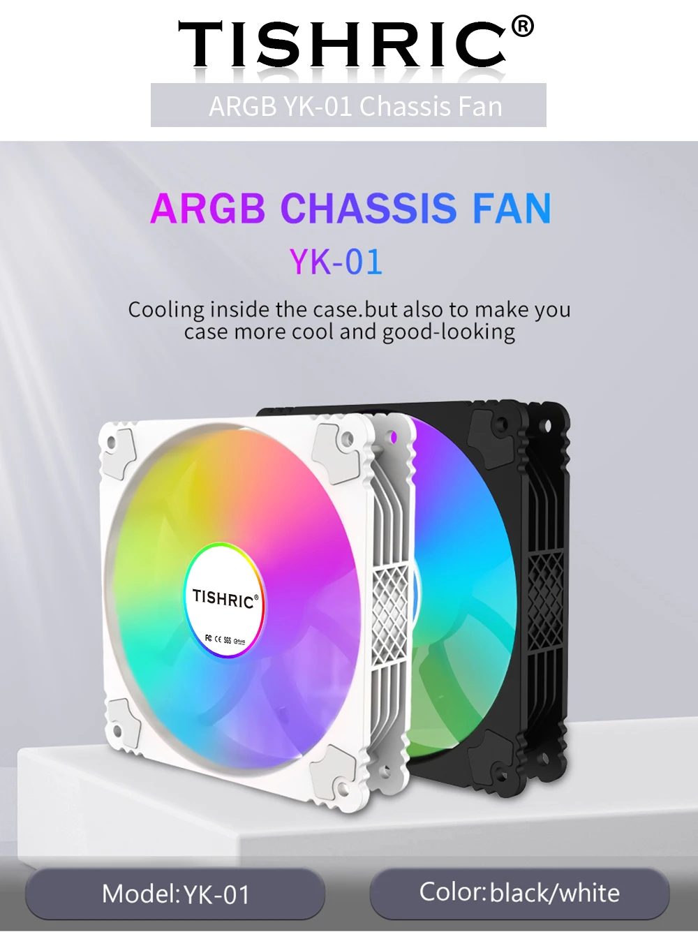 TISHRIC 120mm RGB ARGB Controller Air Cooler for PC Case