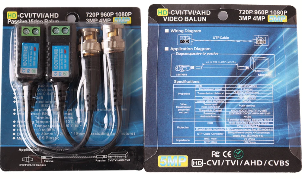 Cam Bo Twisted Pair Balun Connectors Signal Amplifier Pasivo Hd Video ...