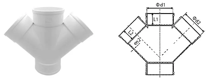 Y-type Four-way Pipe Fittings Drainage Pvc Pipe Fittings Cross Joint ...