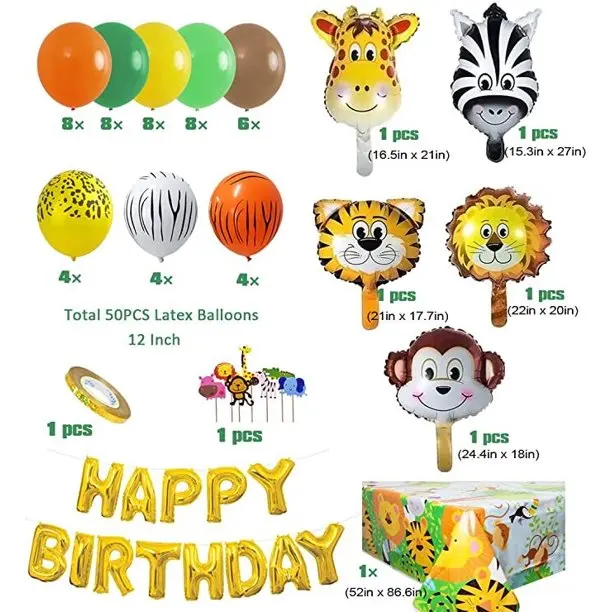 Forest Animal Balloon Lion Tiger Monkey Giraffe Balloon Wild One For ...