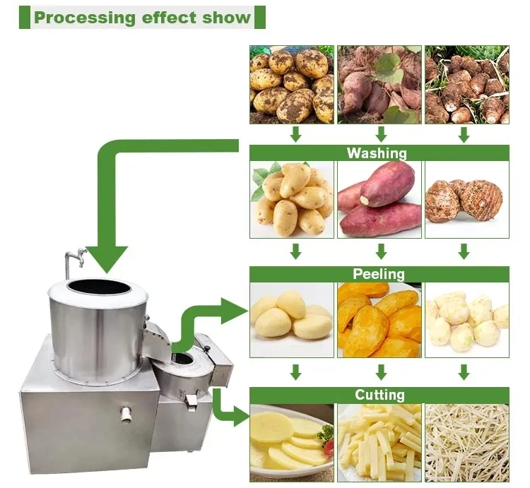 Potato Washing Peeling Cutting Machine - Efficient & Durable