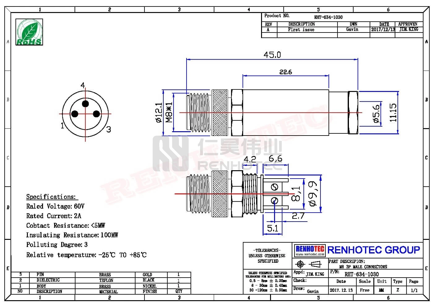 Custom M8 M12 Connector Cable Male Female M8 Connector 6 Pin Waterproof Plug Electrical Scooters ...