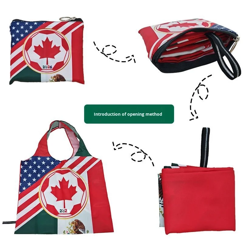 2026 Custom Tote Bag for USA Canada Mexico Fans - Foldable Polyester ...