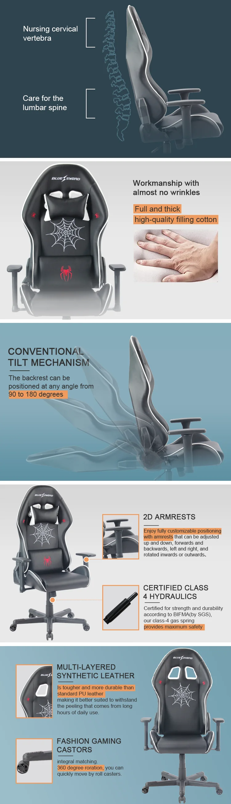 Judor Scorpion Gaming Chair Recliner Mechanism for Adult Gaming Chair ...