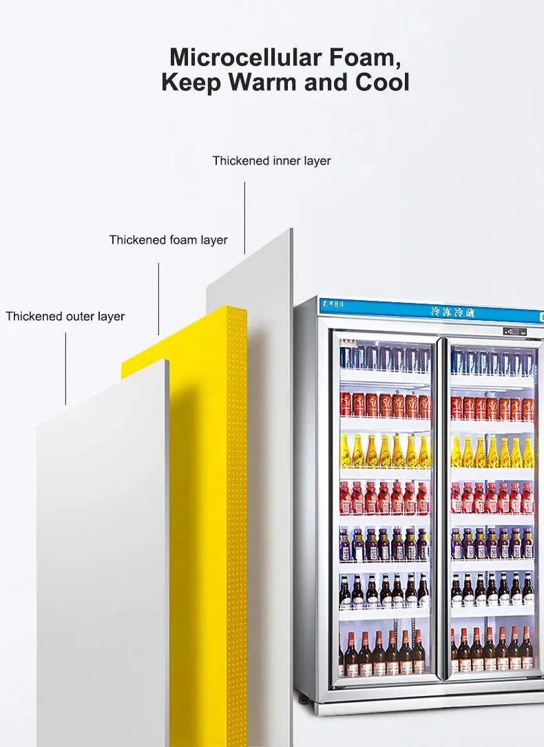 BREVIT Supermarket Equipment Kitchen Commercial Glass Upright Freezer ...