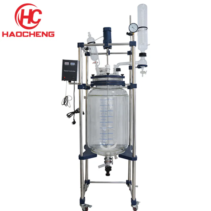 Borosilicate Lab Chemical Bioreactor Glass Agitator Single Jacketed ...