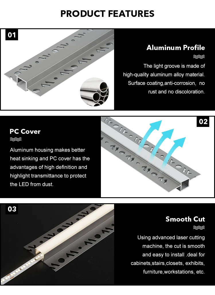 Modern Office Wall LED Ceiling Lighting Surface Mounted Strip Aluminums ...
