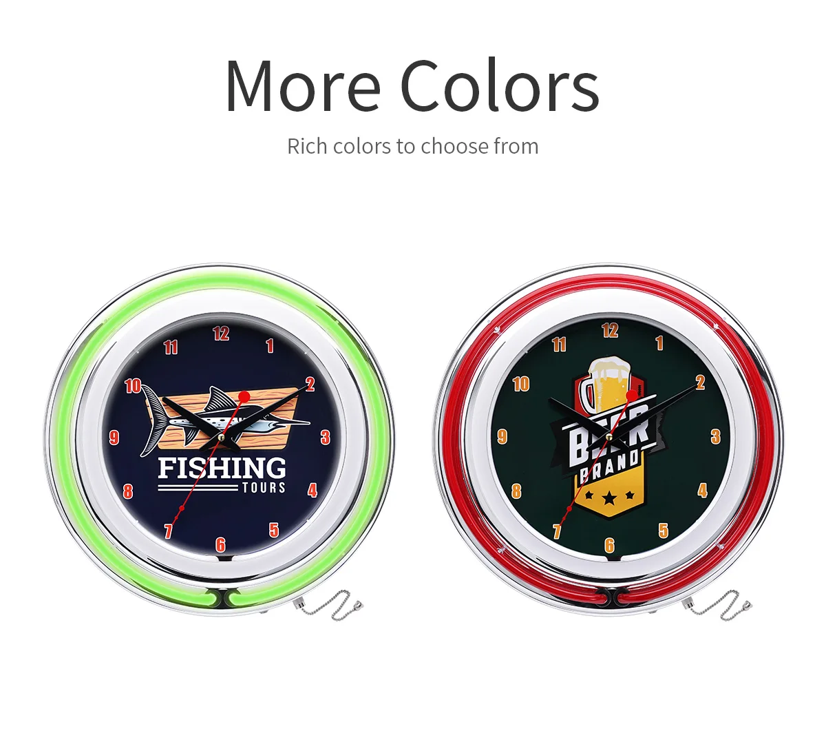 High Quality 15 Inch Size Neon Hour Marker Fashion Creative Wall Clock ...