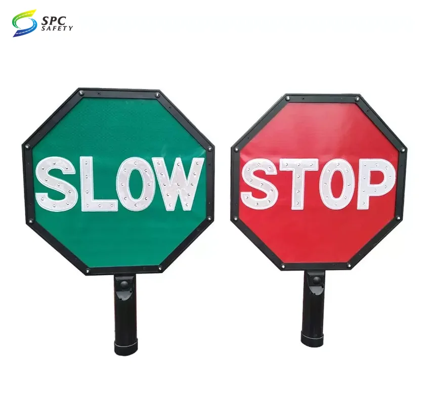 Handheld LED Stop Paddle Sign - Traffic Control & Safety