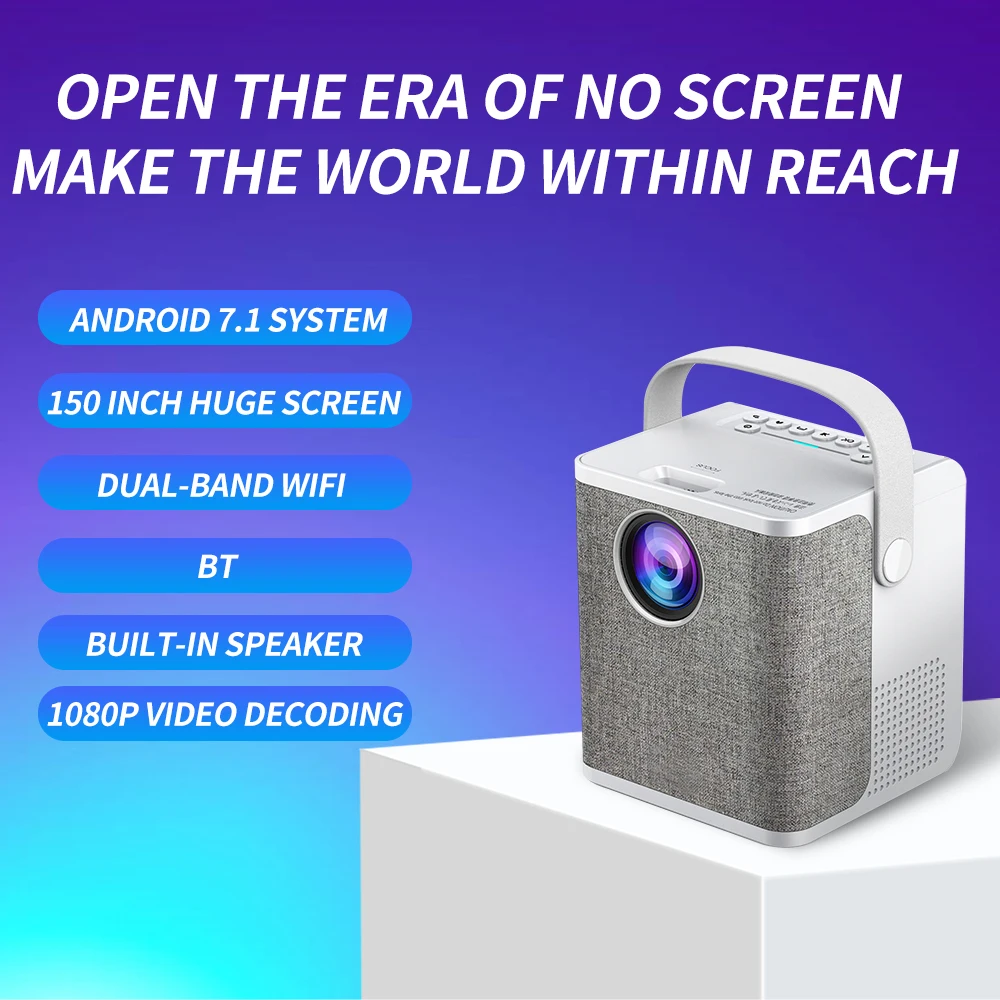 Epro Ld01 Rk3128 1gb 8gb New Projector Android 7.1 Dual Wifi 2.4g+5g Bt Built-in Speaker 720p ...
