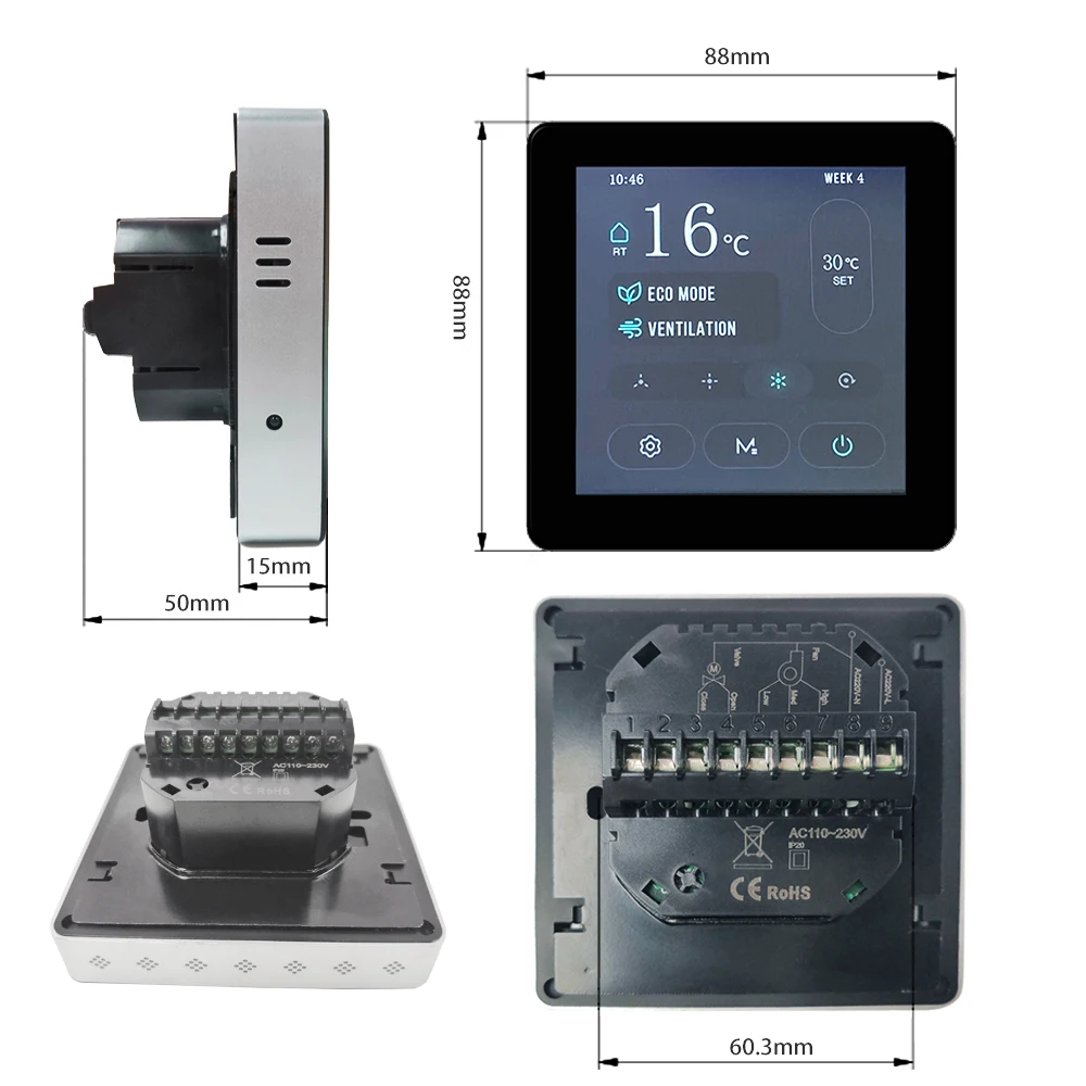 Fan Coil Room Wifi Modbus Alexa Wireless Room Thermostat - Buy Fcu ...