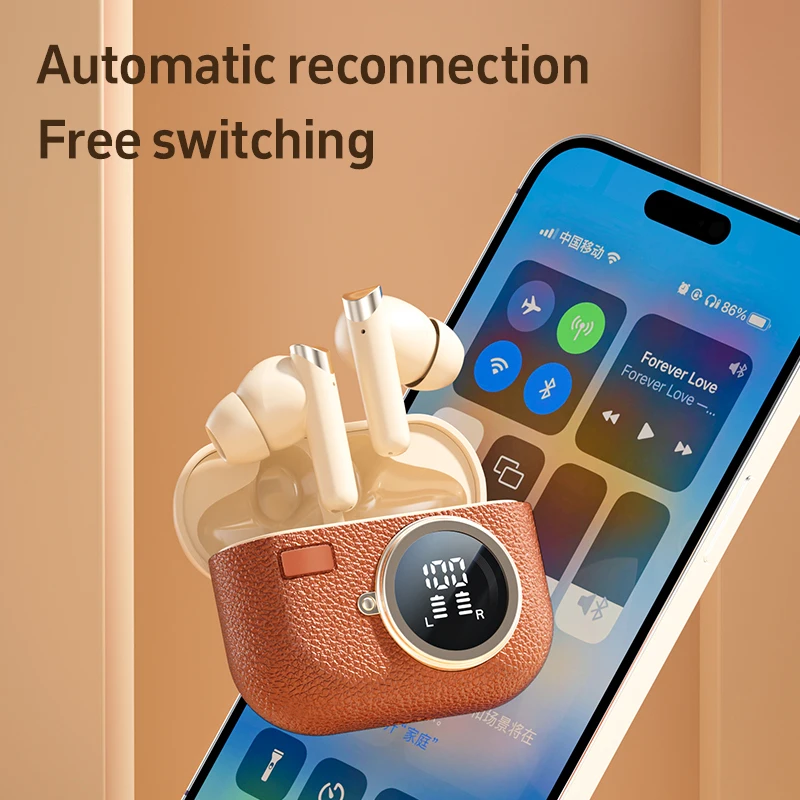 M88 Retro Leather Camera Style Wireless Earbuds Noise Cancelling ...